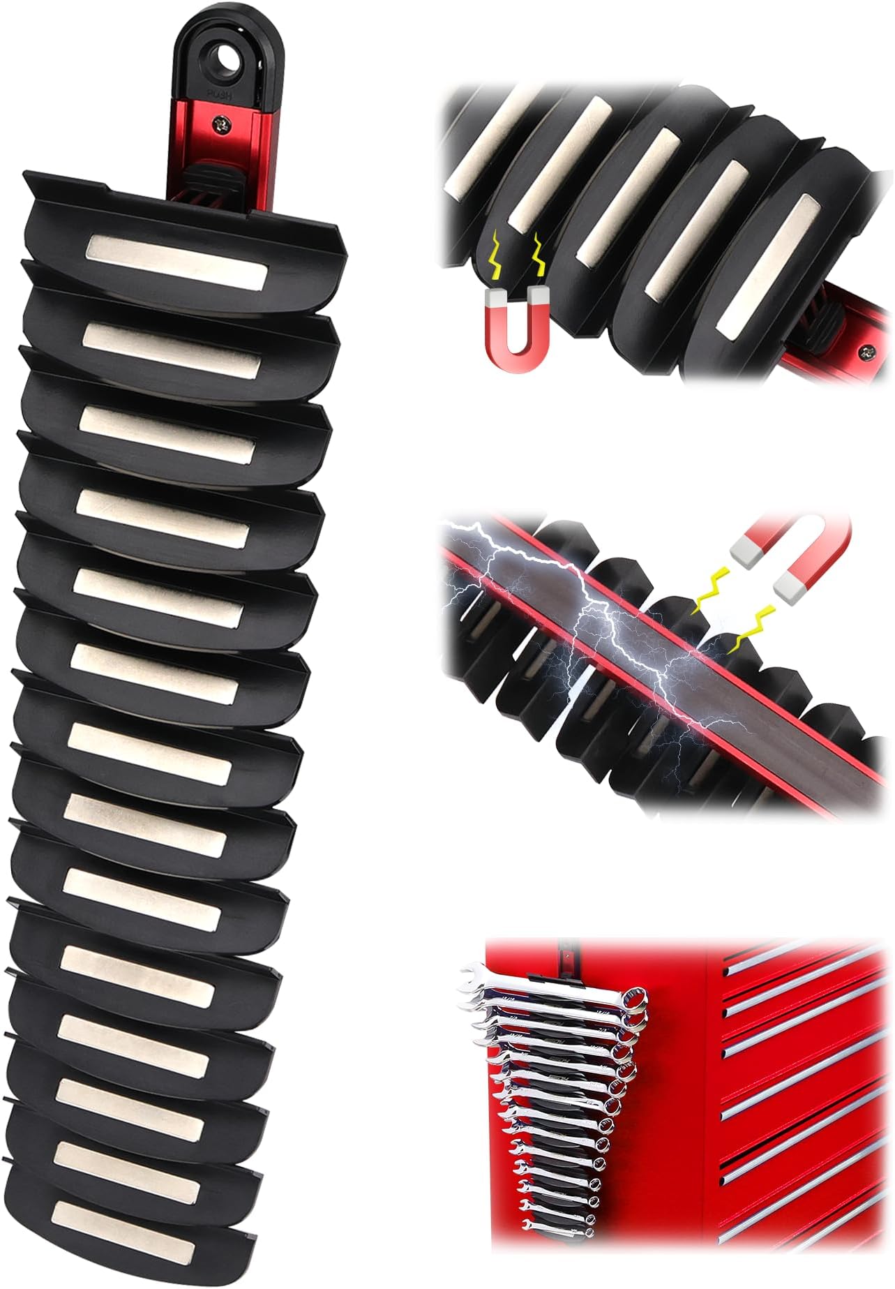 SEDY 14-Slot Magnetic Wrench Organizer Holder - Heavy-Duty Wrench Rack ...