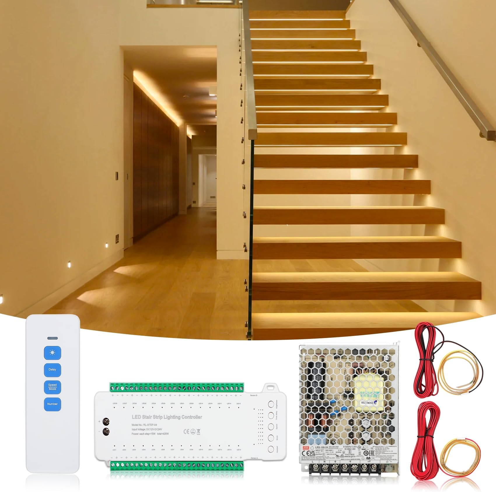 LED Stair Lighting Complete Set - 28 Steps Indoor Light Sensor With ...
