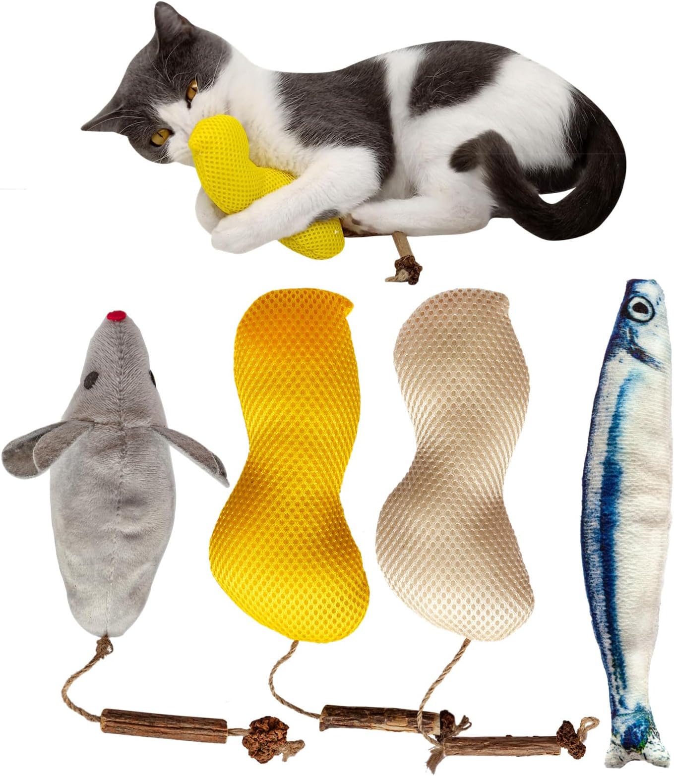 Amazon.com : miwoowim 4Pcs Catnip Toys, Cat Toys for Indoor Cats ...