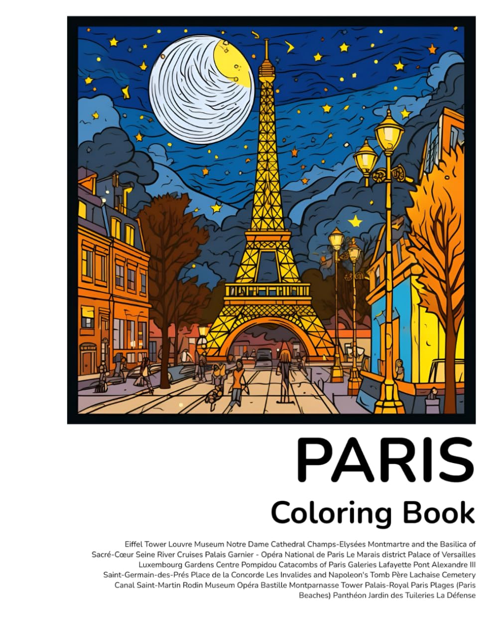 Buy PARIS Coloring Book: Eiffel Tower Louvre Museum Notre Dame ...