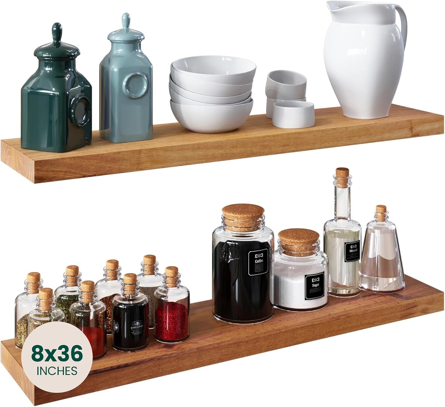 Amazon.com: LETTO Set of 2 Solid Wood Floating Shelves - Floating ...
