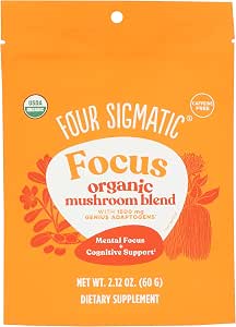 Amazon.com: Four Sigmatic Focus Blend 7 種超級食物適應原混合混合與獅鬃、蟲草、紅景天、假馬齒莧和黏液 ...