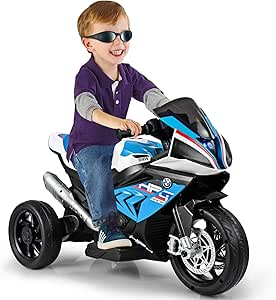 GYMAX Kids Electric Motorbike, 6V Battery Powered Licensed BMW Ride on Motorcycle with ...