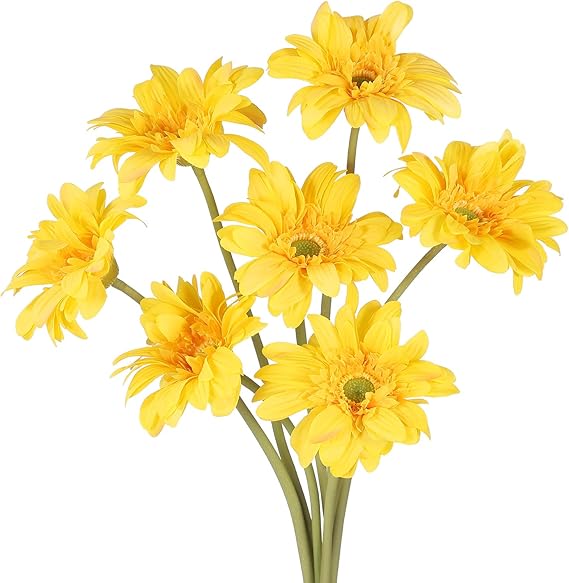 Amazon.com: SYHMUP 7 Pcs Gebera Daisies Artificial Flowers Fake Daisy ...