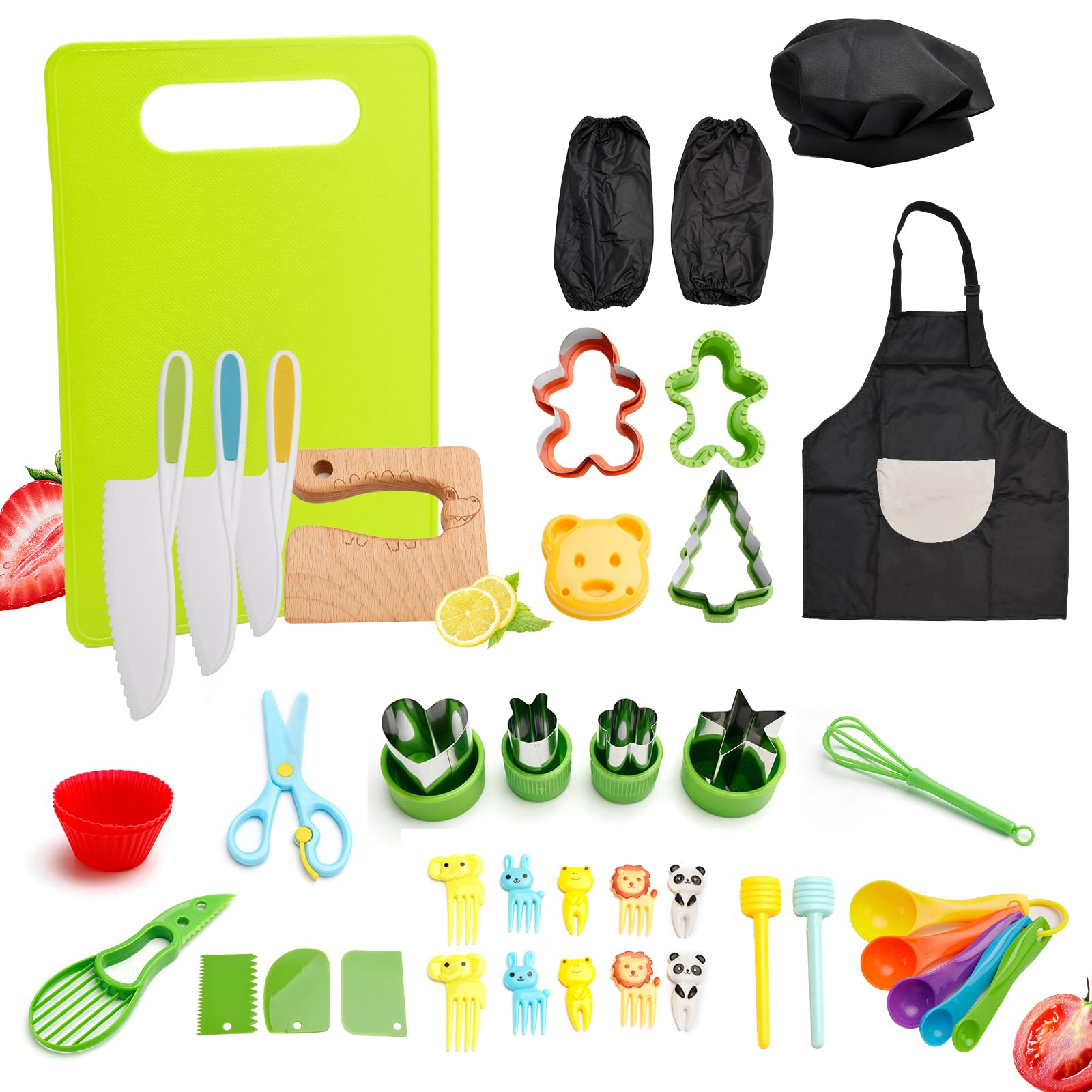 42pcs Montessori Kitchen Tools for Toddlers, Kids Cooking Sets Real ...