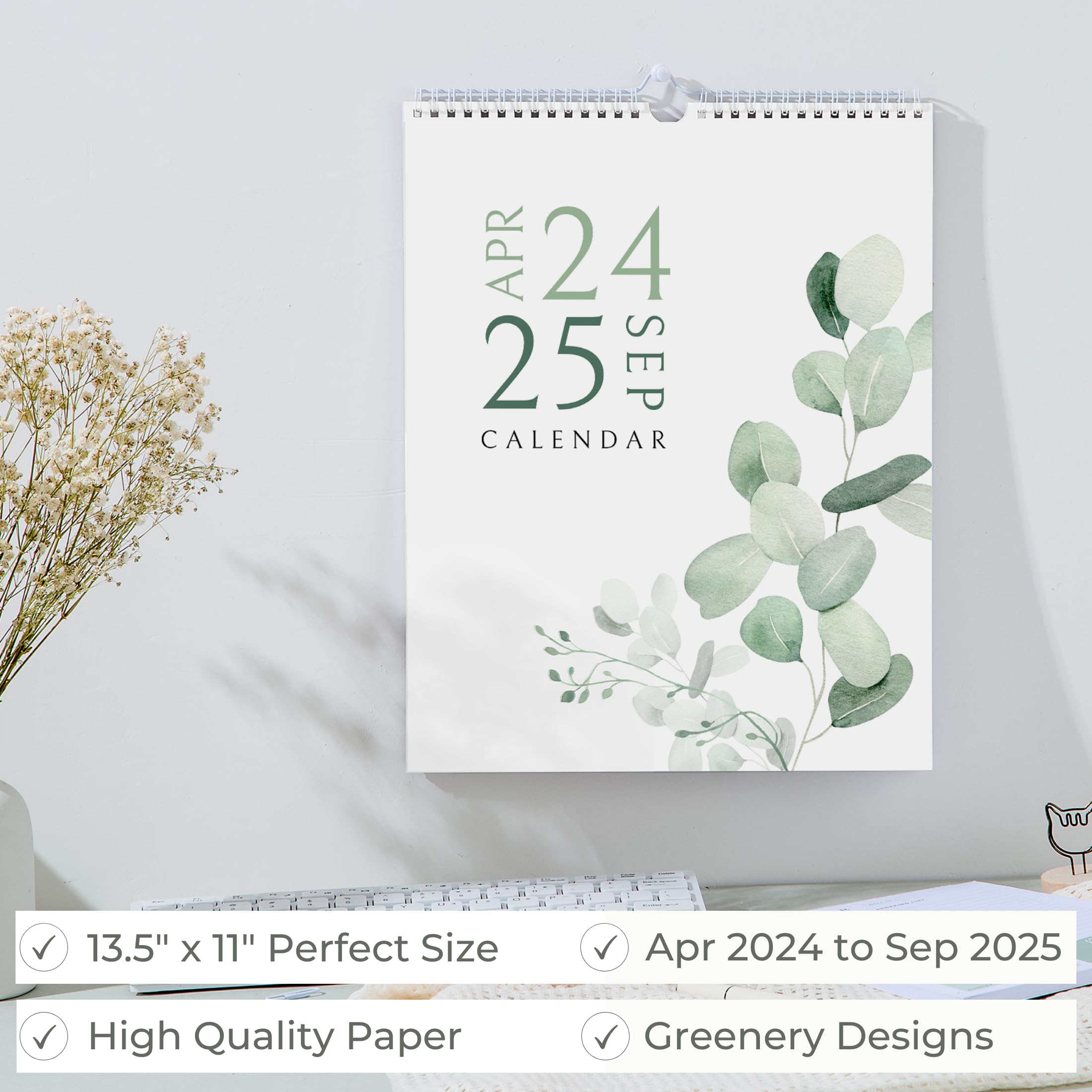 Snapklik.com : Vertical Greenery Wall Calendar 2024-25 18 Months ...