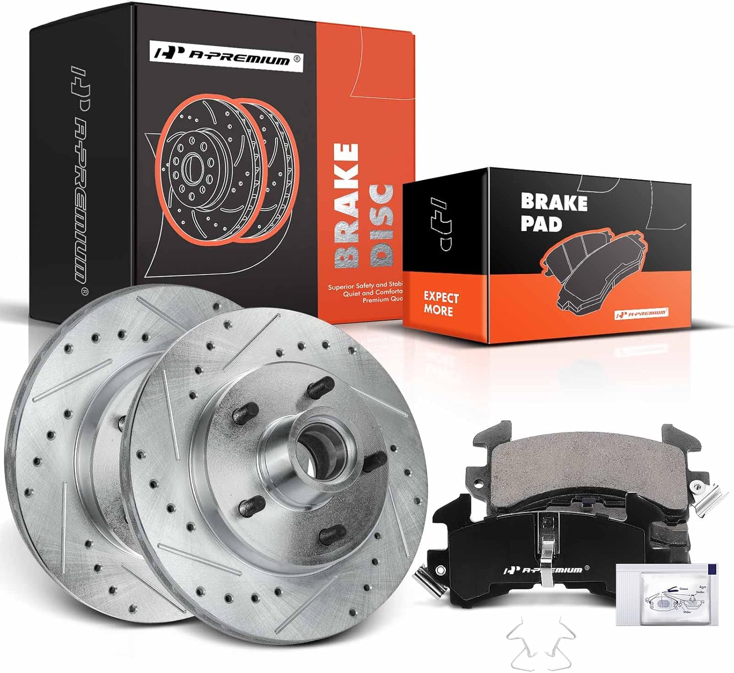 Amazon.com: A-Premium 10.5 inch (266.8mm) Front Drilled and Slotted Disc Brake Rotors + Ceramic ...