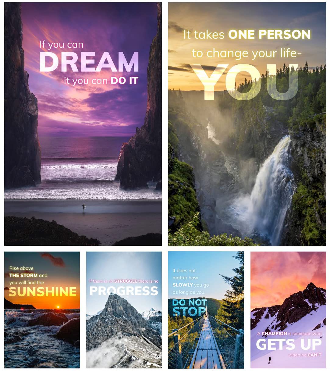 Buy 6 Scenery Inspirational s - Motivational Wall Art for Home ...