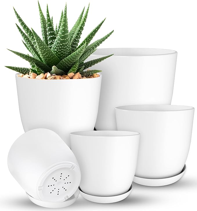 Utopia Home Plastic Plant Pots Pack of 5 - Planters for Indoor Plants ...
