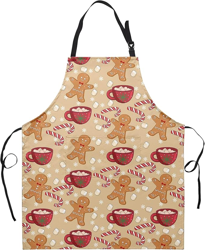 Amazon.com: Dacawin Christmas Apron with Pocket Gingerbread Men and ...