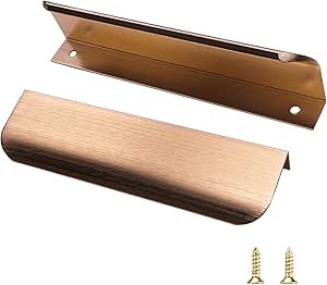 LEAPHZOT 10 Pack 5" (128mm) Hole Center Edge Finger Pull,Brushed Brass Concealed Kitchen Cabinet ...