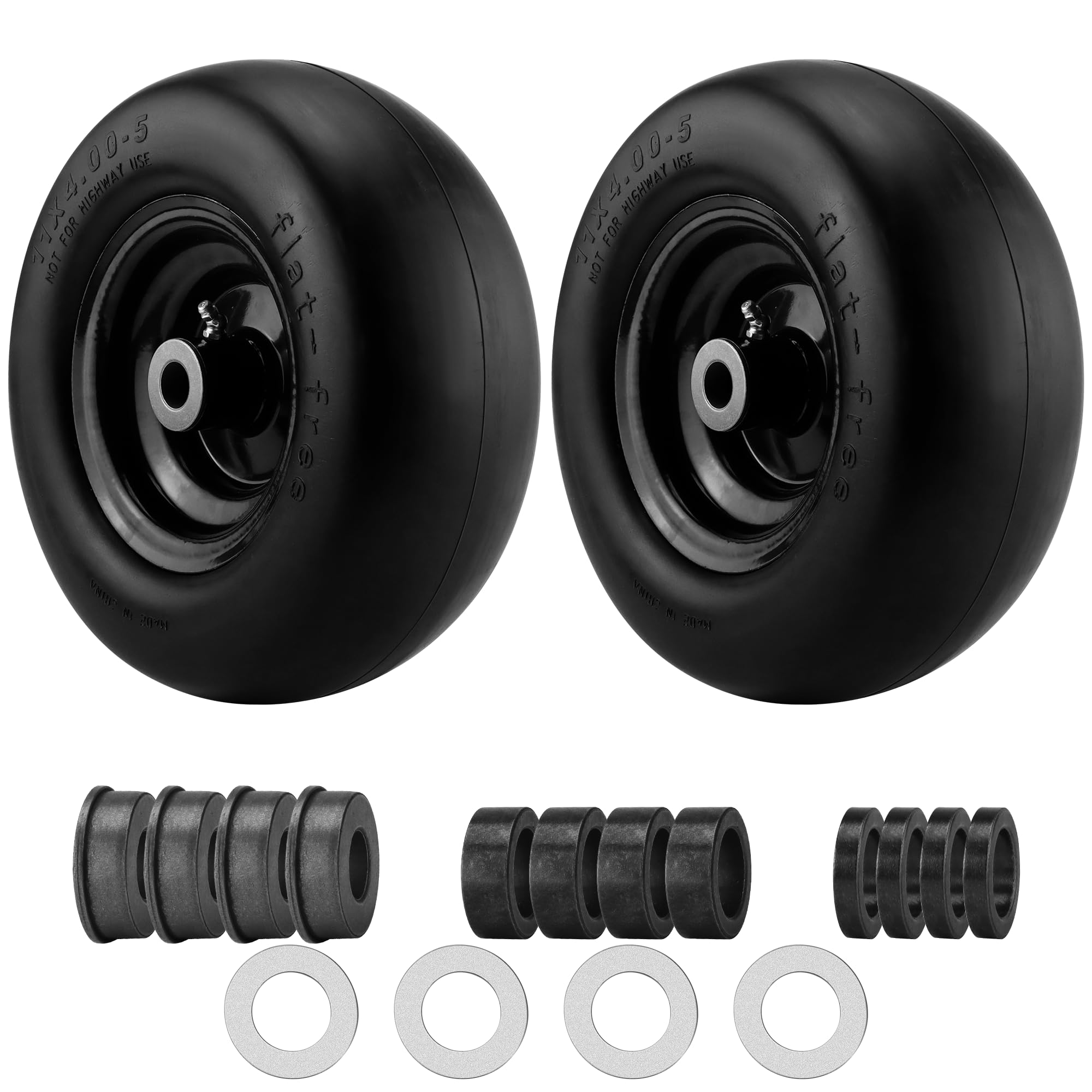 11x4.00-5 Flat Free Lawn Mower Tires by PANDEELS - 11 Inch Smooth Solid ...