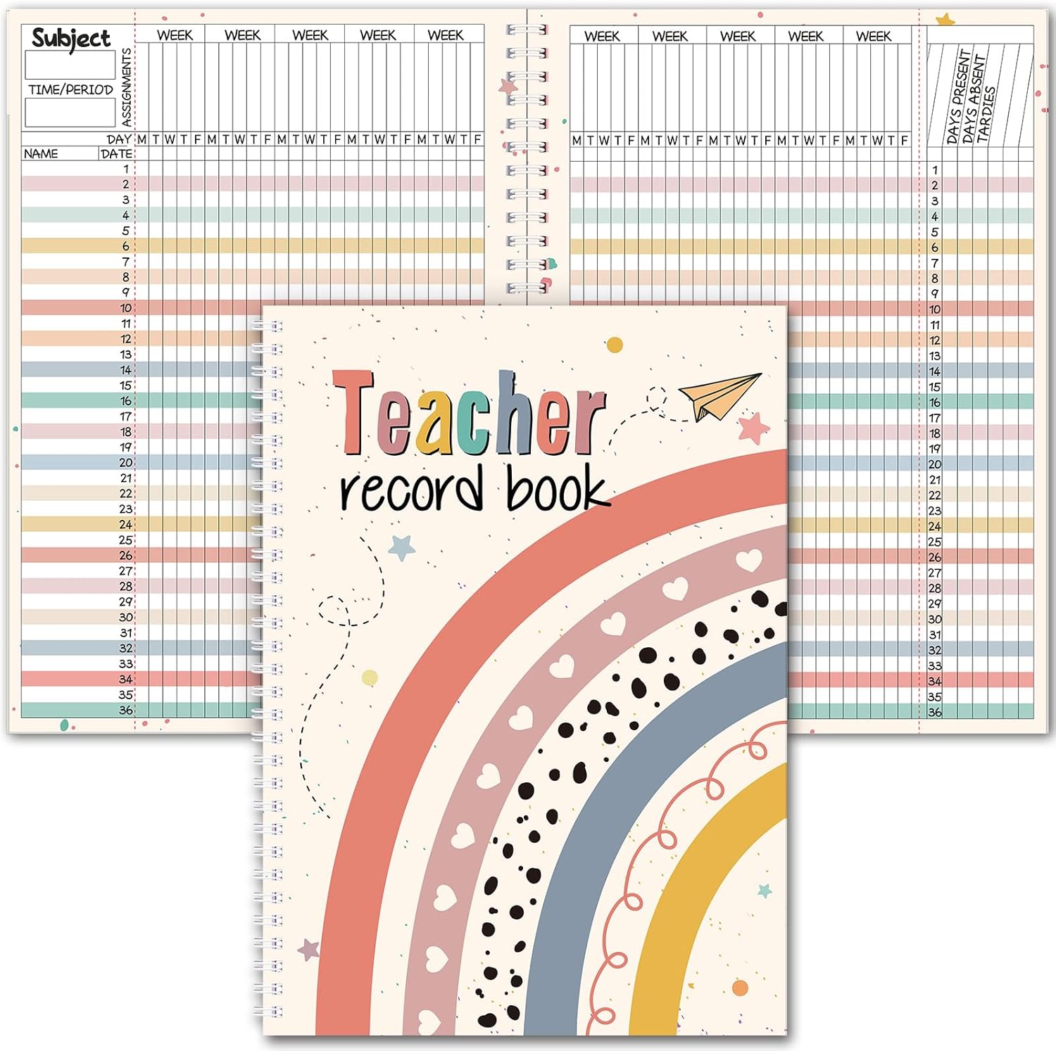 Amazon.com : Fuyoooo Teacher Record Book Teacher Grade Book Spiral ...