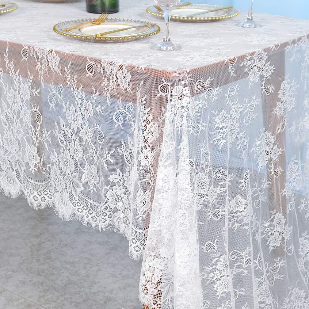 Amazon.com: Partisout Vintage Lace Tablecloth 60x120 Inch - Elegant ...