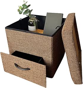 Amazon.com: DSFEN with Drawers Folding Storage Ottoman, Storage Chest ...
