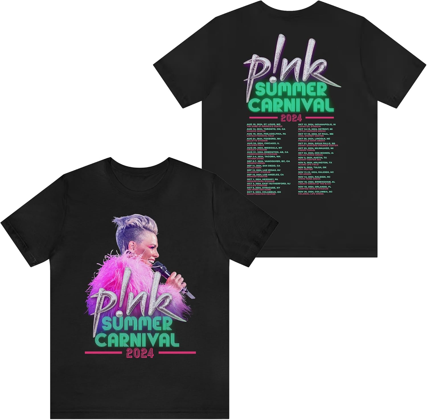 Pink Singer Shirt Summer Carnival 2024Trustfall Tour Tour T-Shirt ...