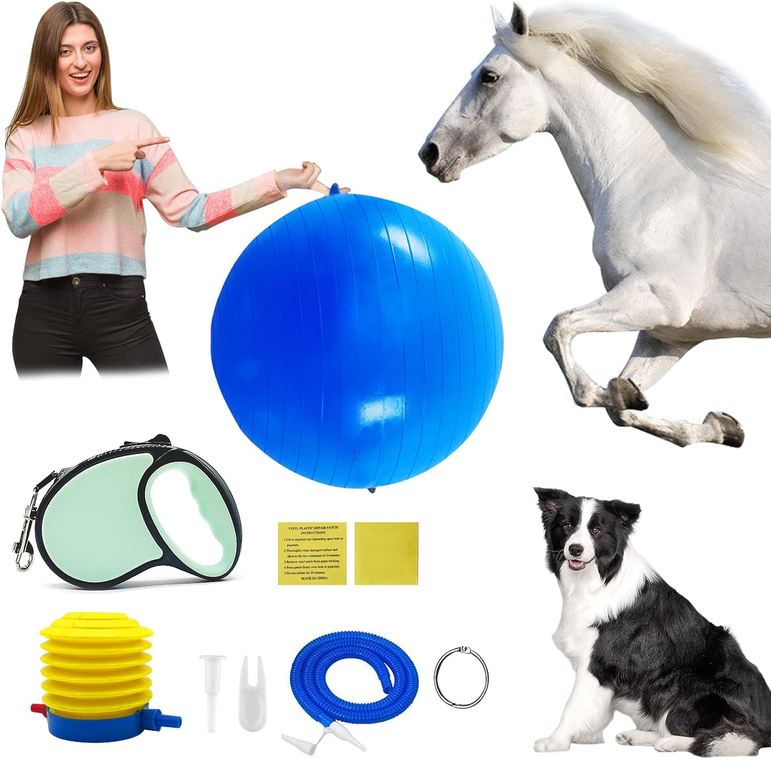Pet Supplies : BINGO NIGHT Horse Herding Ball Toy for Dogs with Ears ...