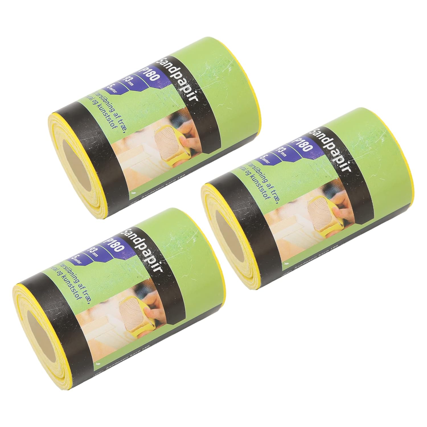 3 Rolls 180 Grit Sandpaper, Yellow Ceramic Alumina Sandpapers, for Fine ...