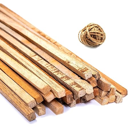Blooms Natural Teak Wooden Support Sticks 3 Feet (92 Cm) (Pack of 18 ...