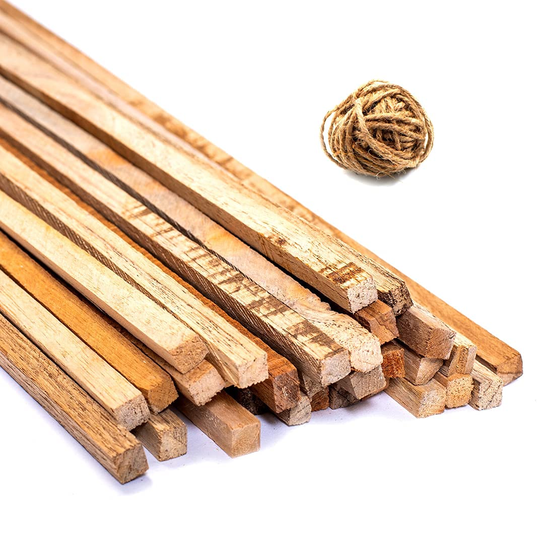 Blooms Natural Teak Wooden Support Sticks 3 Feet (92 Cm) (Pack of 18 ...