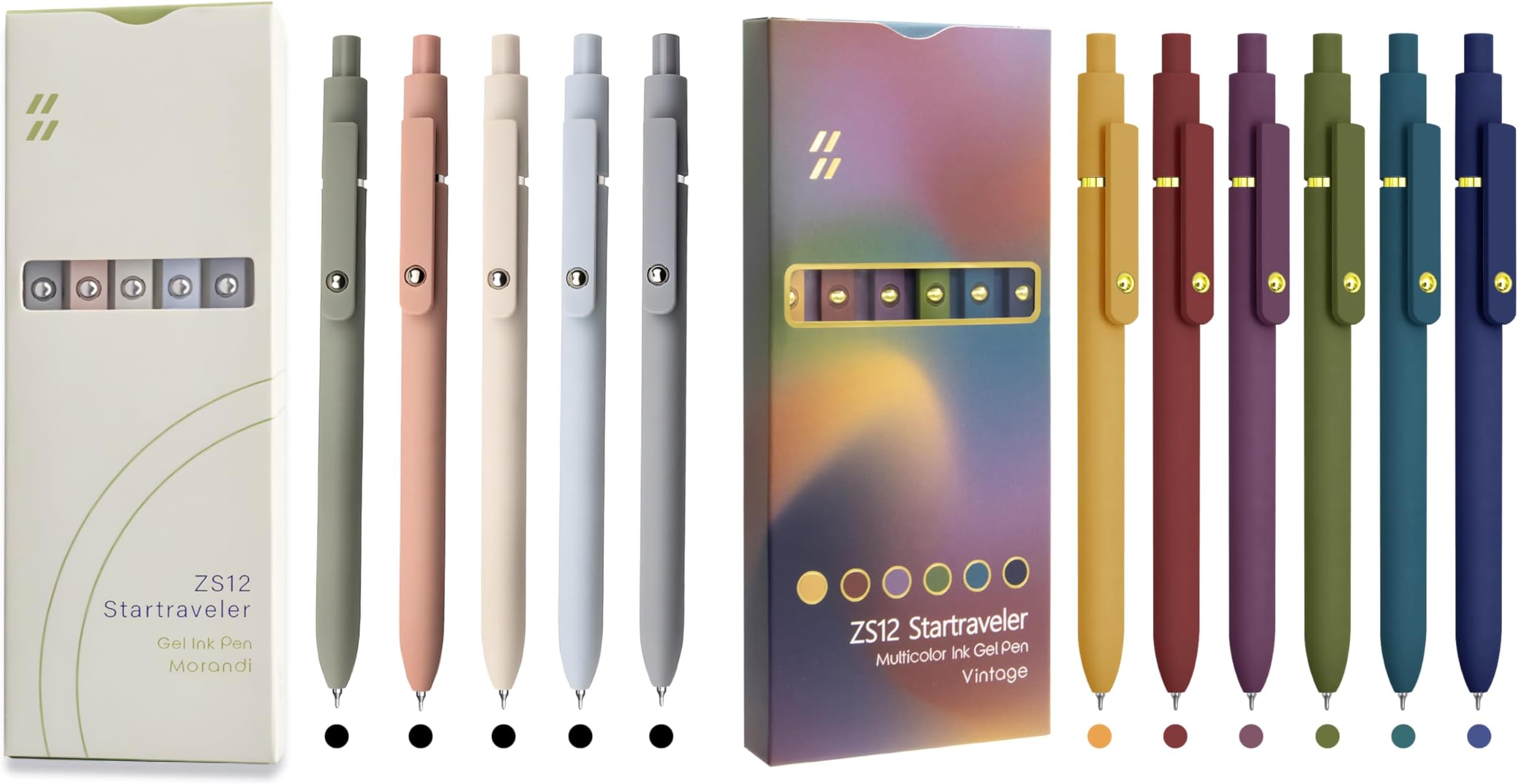 Amazon.com: UIXJODO 5 Pcs 0.5mm Black Ink Morandi Barrel Gel Pens and 6 ...