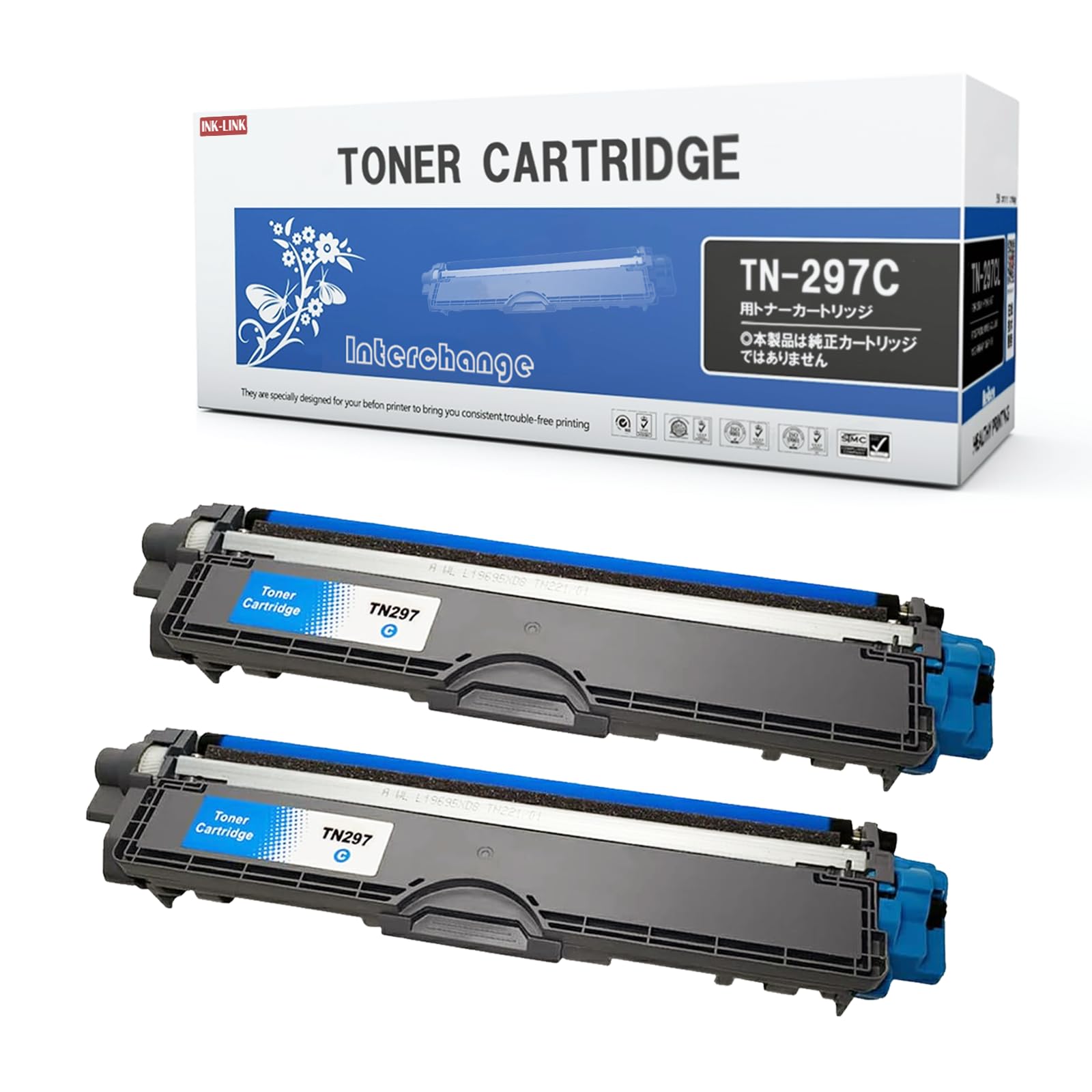 Amazon.co.jp: TN-297C ブラザー対応 互換 トナーカートリッジ シアン 2本セット 大容量 A4約2300枚印刷可能 残量表示対応 ISO認証工場製造 MFC ...