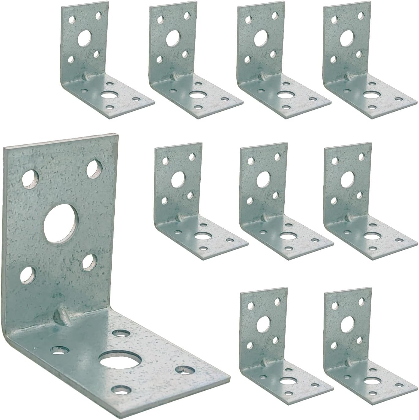BPC Fixings Galvanised Heavy Duty Angle Bracket 50-Piece Set, 60 mm Length x 60 mm Width x 40 mm ...