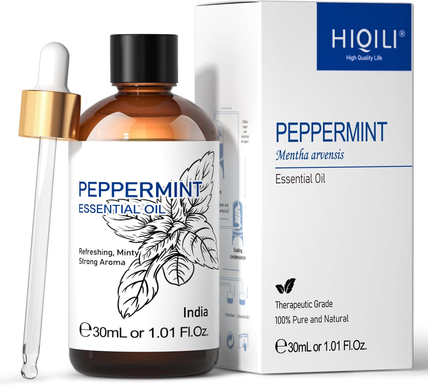 HIQILI Peppermint Oil 30ML, 100% Natural Aromatherapy Peppermint ...