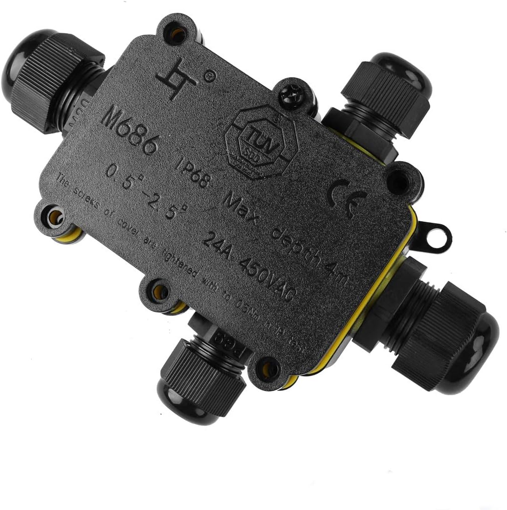 4 Way Electrical Junction Box, La Vane IP68 Waterproof 4 Way Cable ...