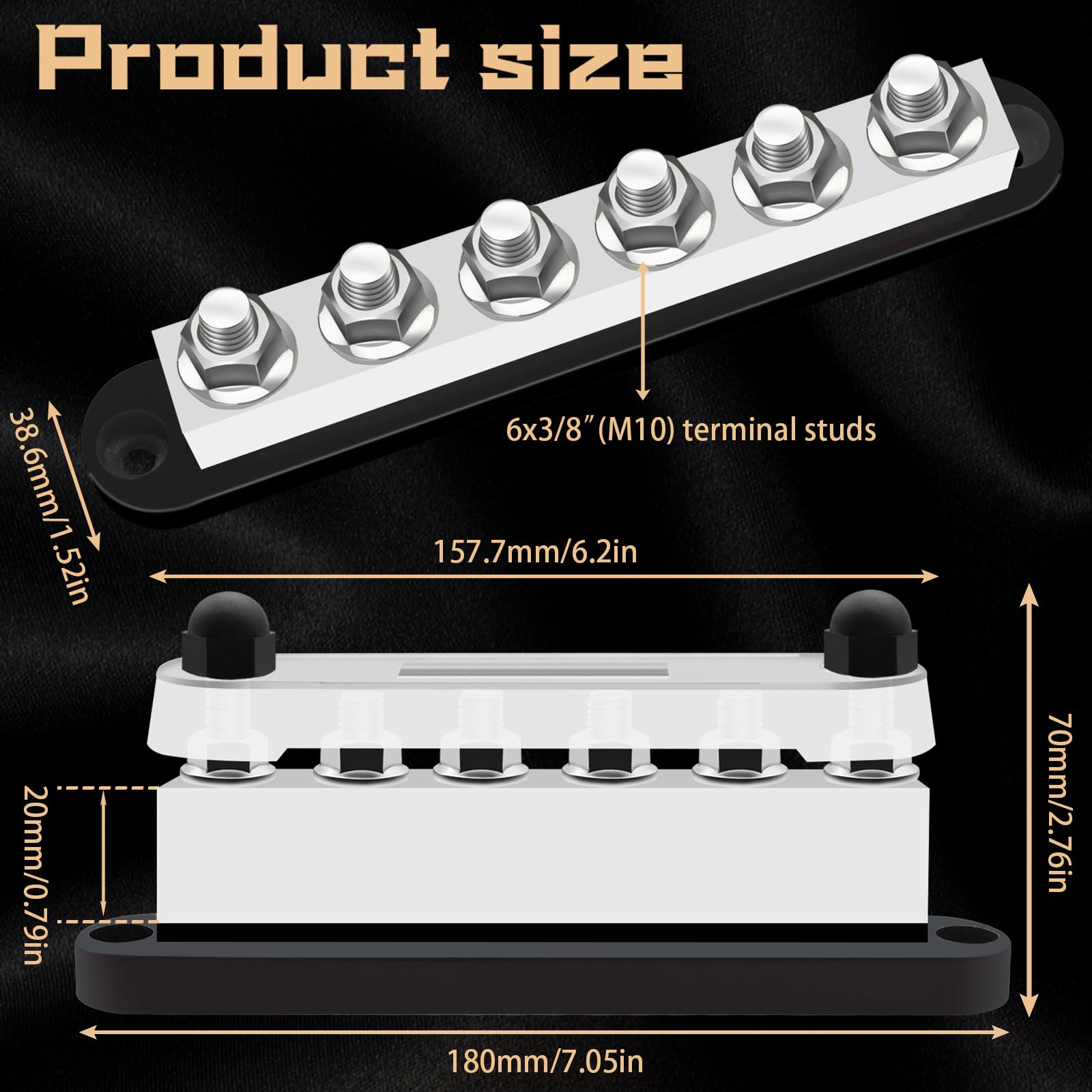 Snapklik.com : Seamaka 650A 12V-48V Bus Bar Marine Power Distribution Block