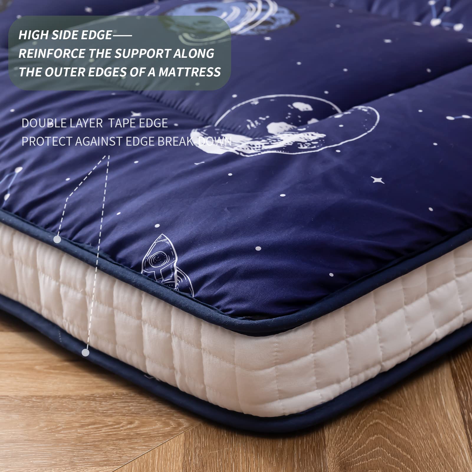 MAXYOYO Navy Space Adventure Futon Mattress, Padded Japanese Floor ...