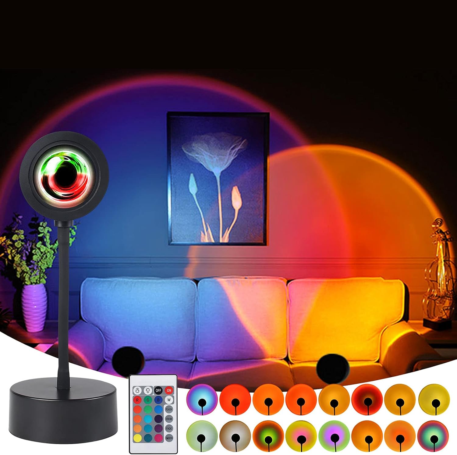 Sunset Lamp Projection, 16 Colors Sunset Projection Lamp RGB, 360 ...