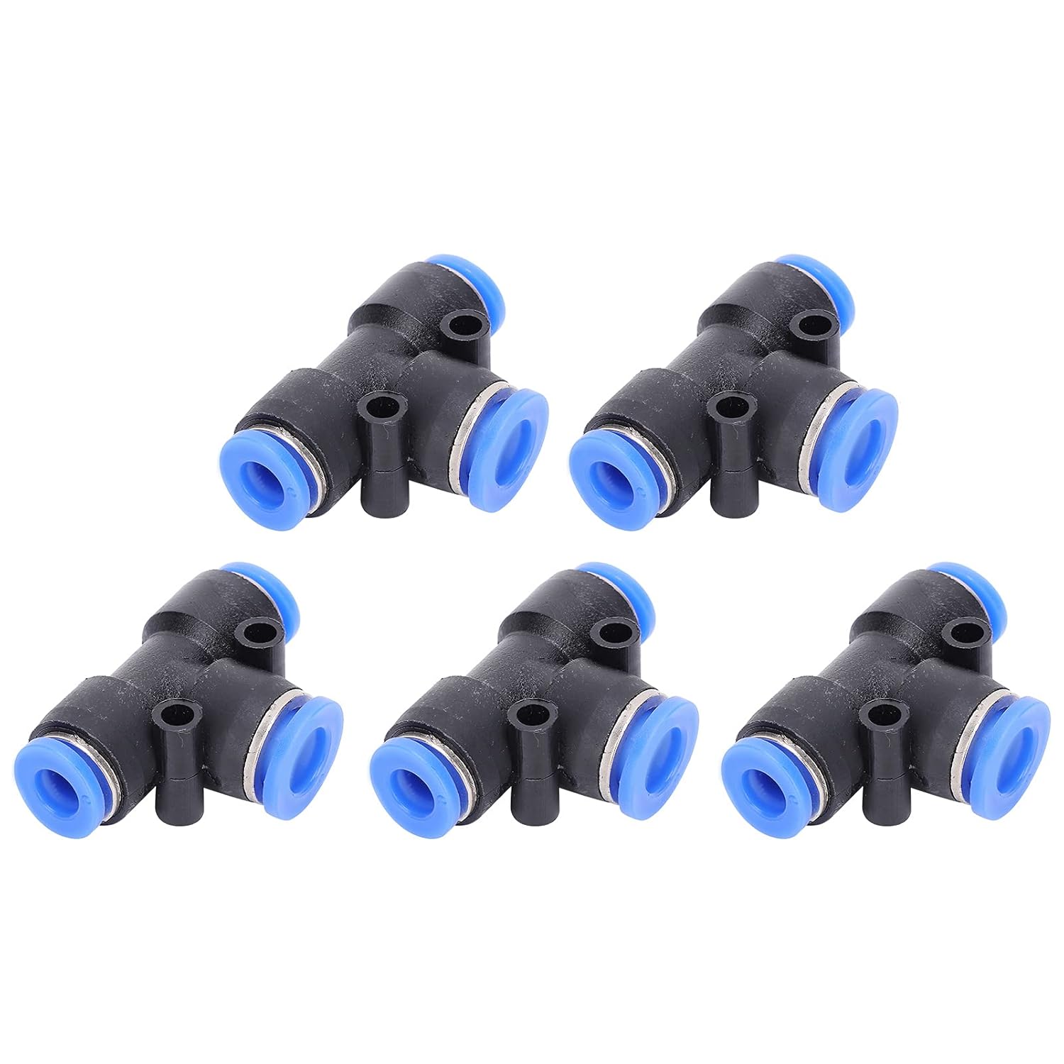 Air Push to Connect Fittings, One-Click Release Button 3-Way Pneumatic ...