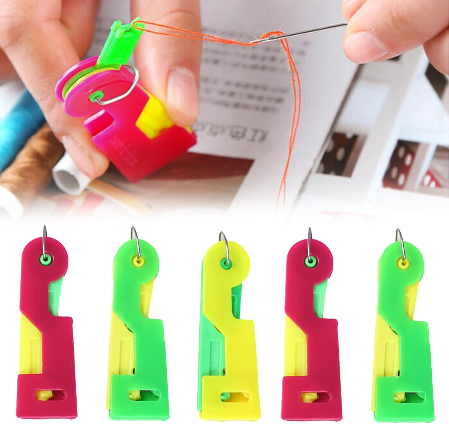 Amazon.com: 5 Pcs Automatic Needle Threader,Plastic Automatic Needle ...