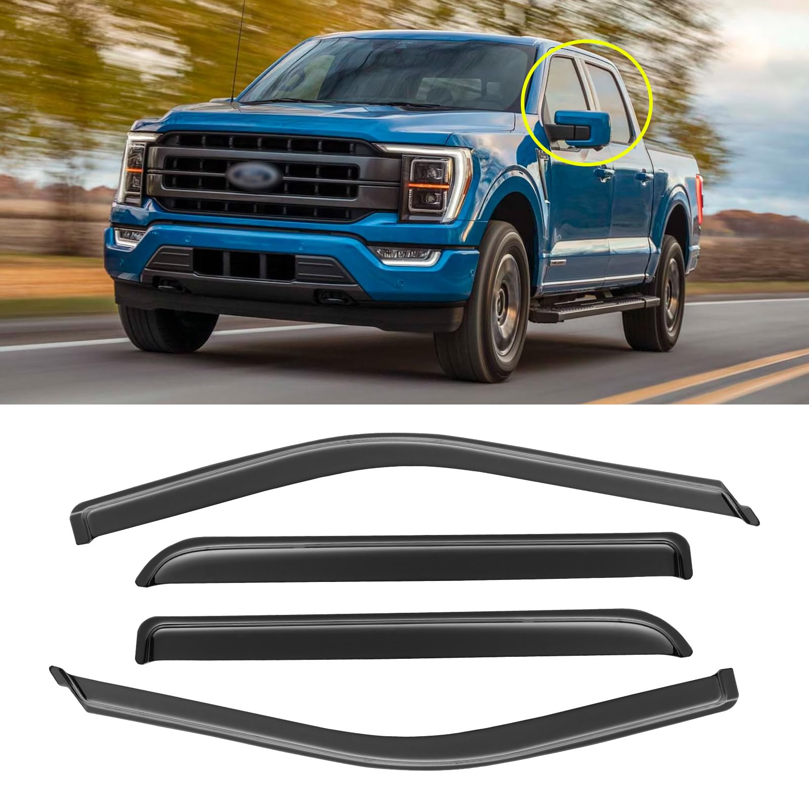 Snapklik.com : Window Rain Guards For 2015-2025 Ford F150 SuperCrew ...