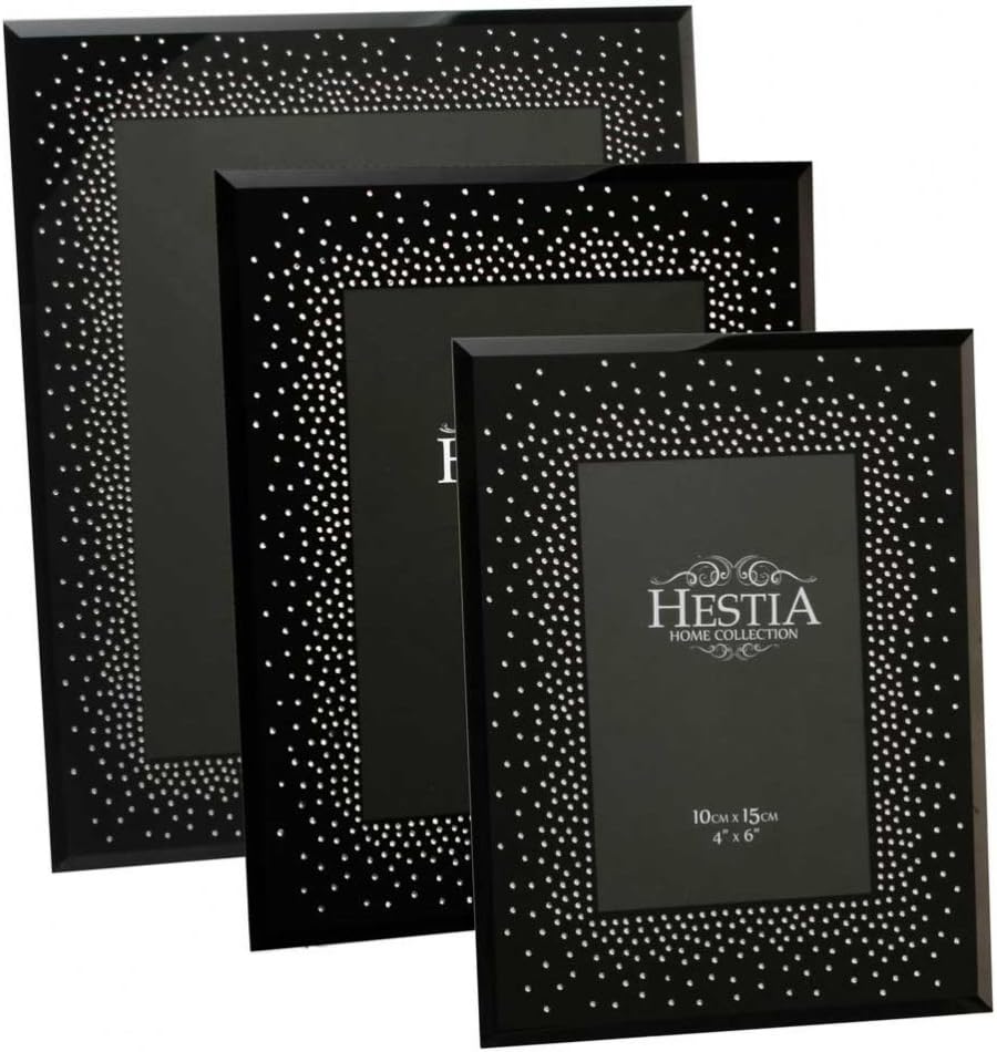 Amazon.com: Black Glass Photo Frame With Sparkling Crystals by Hestia ...