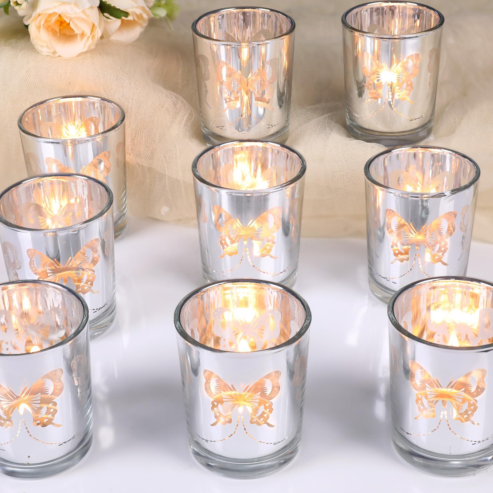 Amazon.com: Pink Votive Candle Holders Set, 12 PCS Tea Lights Candle ...