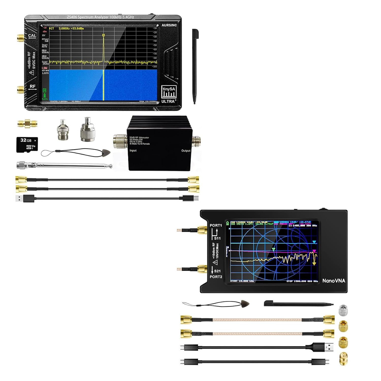 AURSINC NanoVNA-H4 Vector Network Analyzer Lastest V4.3 10KHz-1.5GHz ...