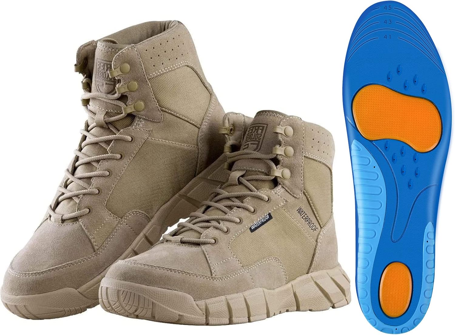 Amazon.com : FREE SOLDIER Mens Tactical Boots Bundle with Massage Gel ...