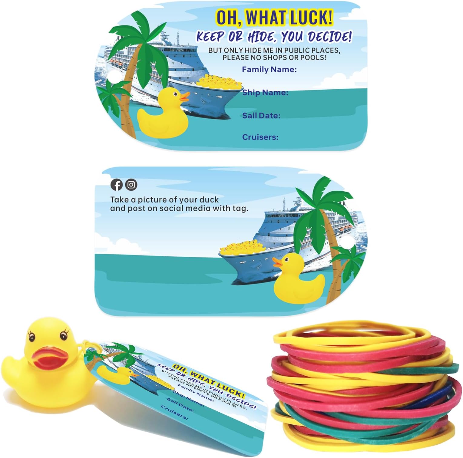 Amazon.com: Dinggaogao 50 Pieces Duck Tags, Ducking Game Cards,Cruising ...