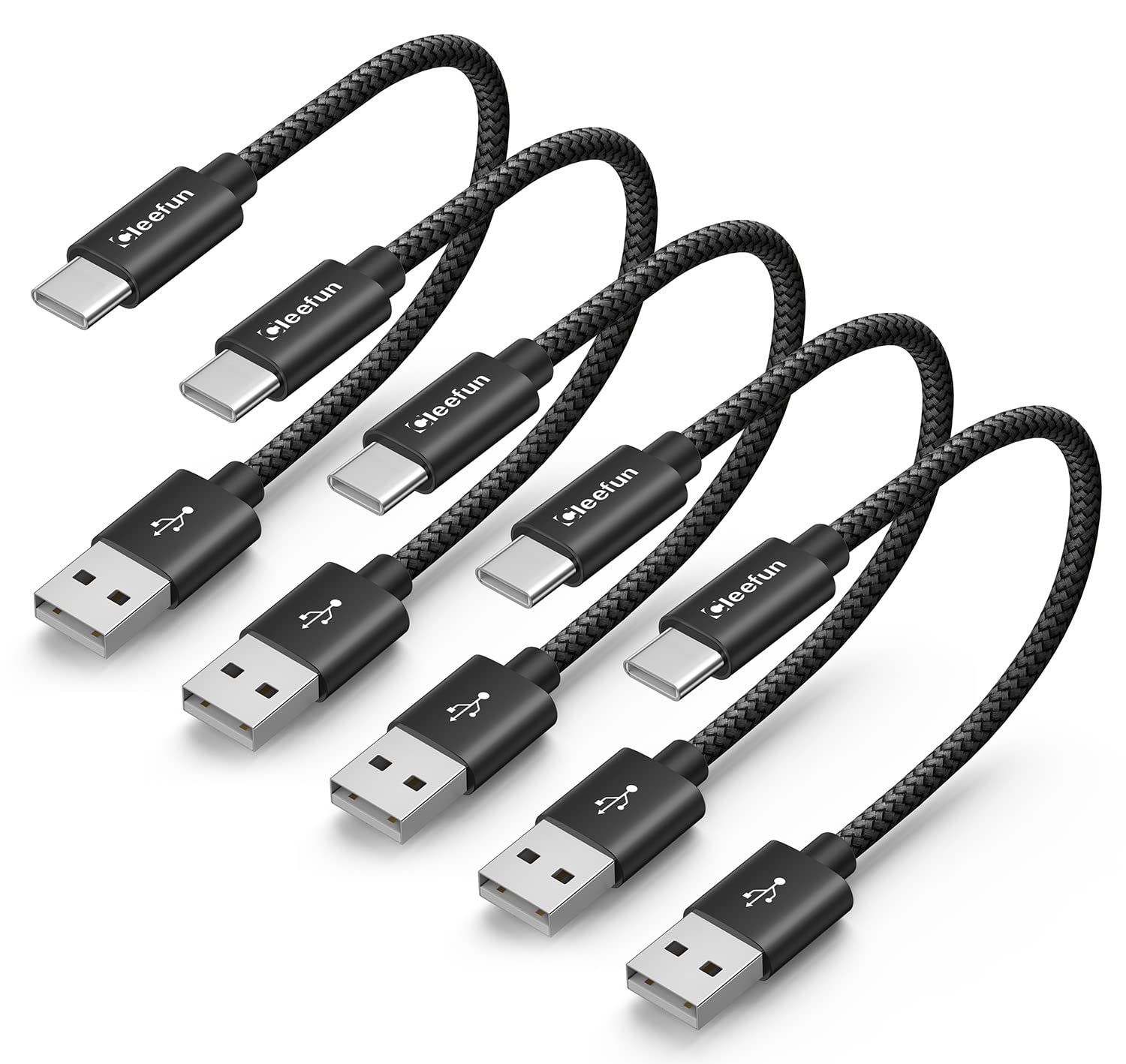 CLEEFUN 1FT 5-Pack USB A to USB C Cable, Fast Charging & Data Sync ...