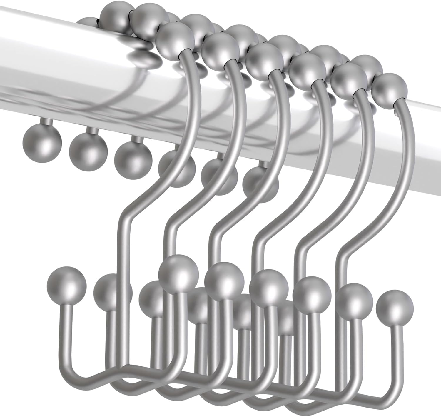 Amazon.com: Titanker Shower Curtain Hooks Rings, Rust-Resistant Metal ...