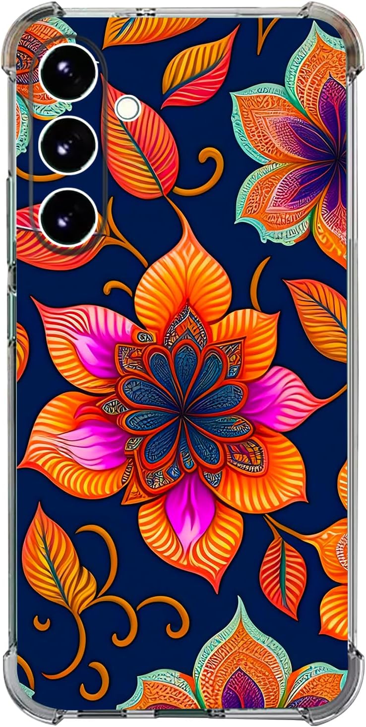 Amazon.com: Beaucov Case for Samsung Galaxy S24 FE,Orange Flower Leaf ...