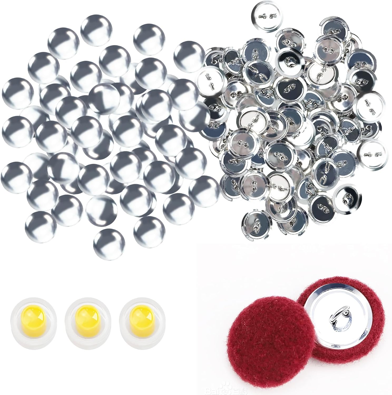 Amazon.com: 60Pcs Craft Cover Button Kit with Tools, Blank Button ...