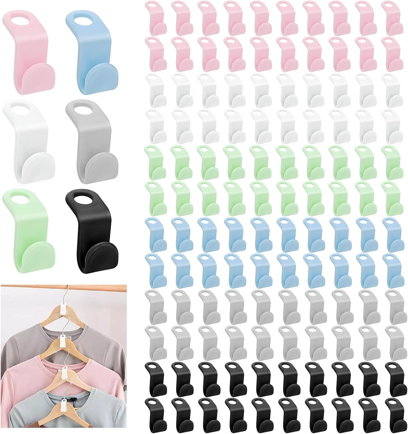 120PCS Hangers Space Savers, Space Saving Clothes Hanger Connector ...