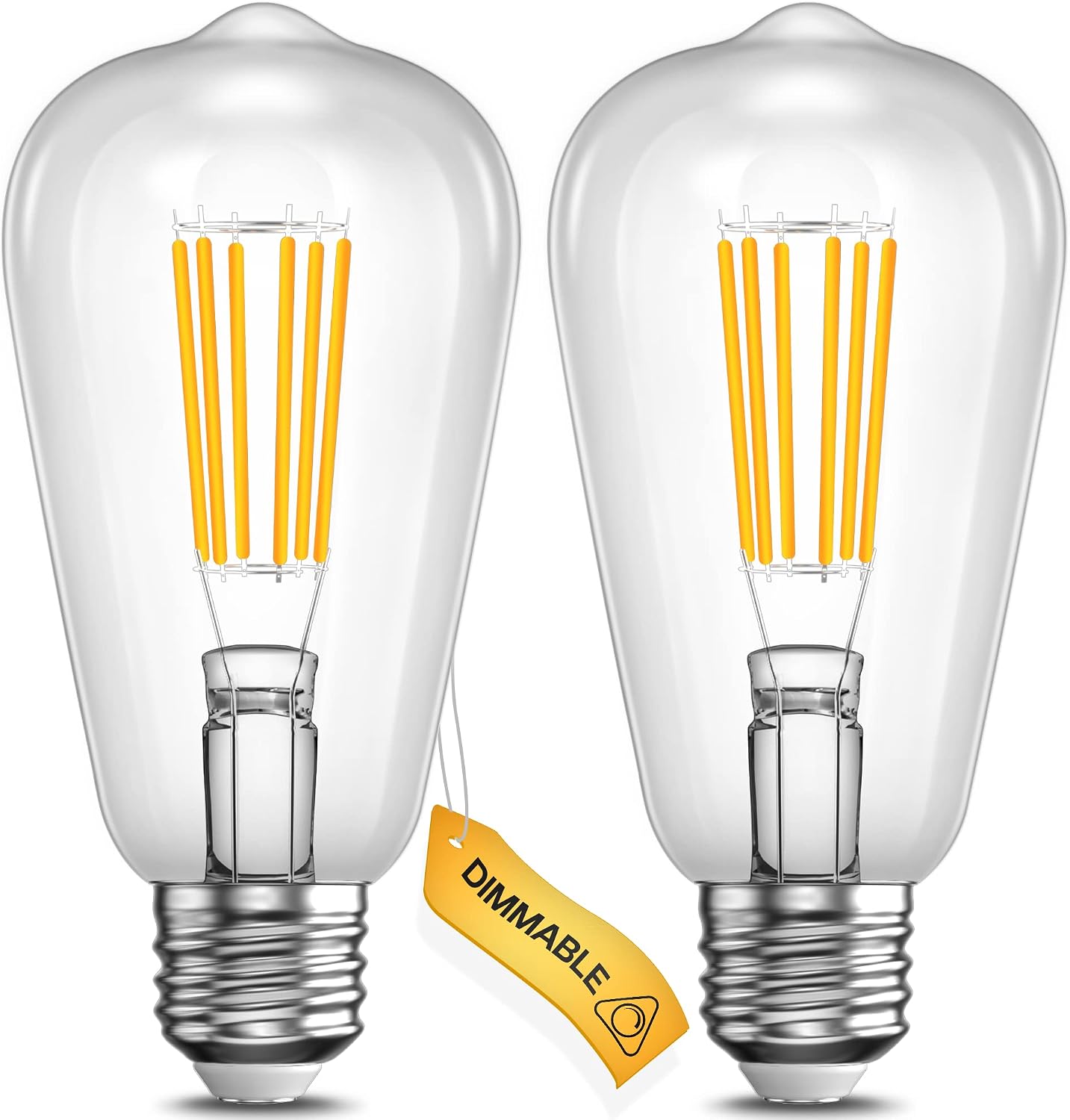 Eastiya Edison LED Light Bulbs 6W Equivalent 60W, Dimmable Warm White ...