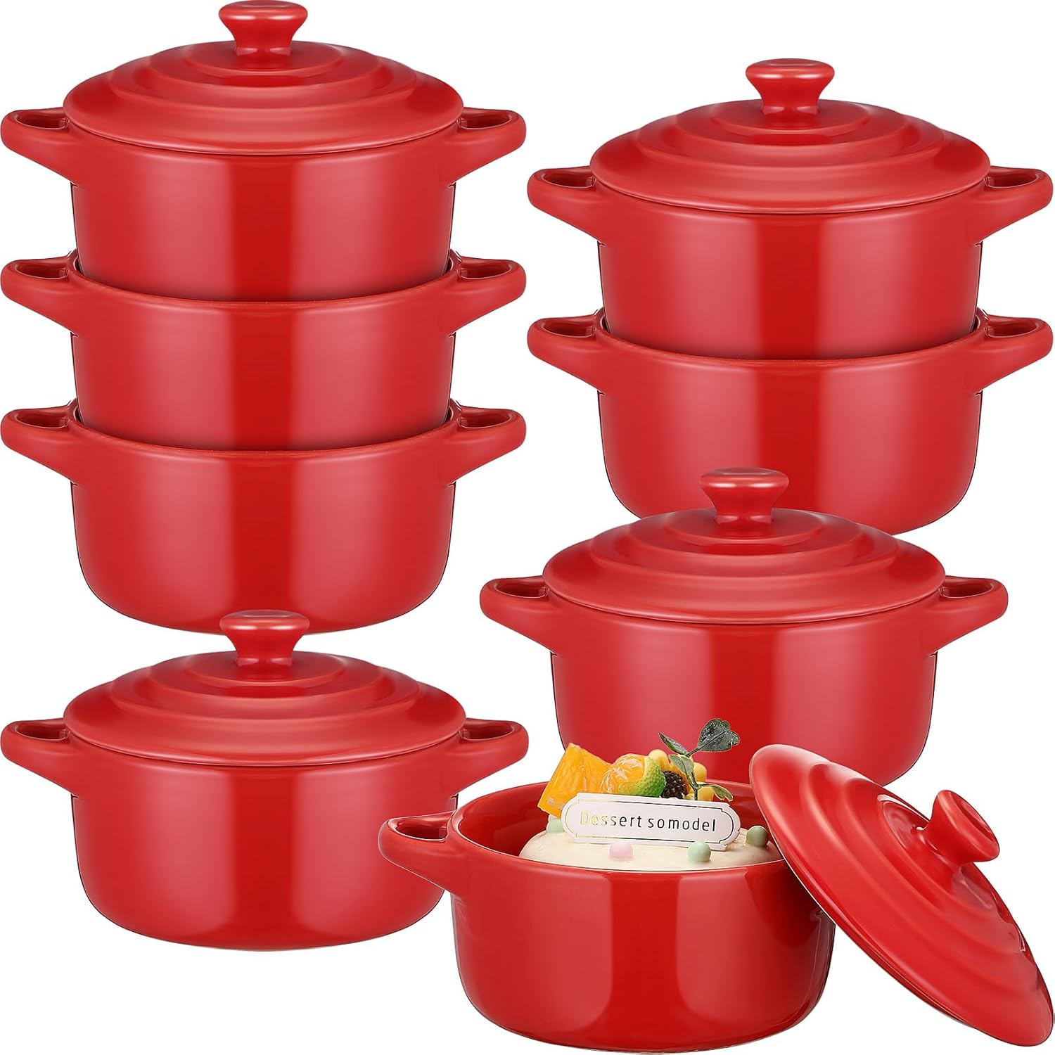 Amazon.com: Nuogo 8 PCS Ceramic Mini Cocotte Set, Soup Bowls Dinner ...