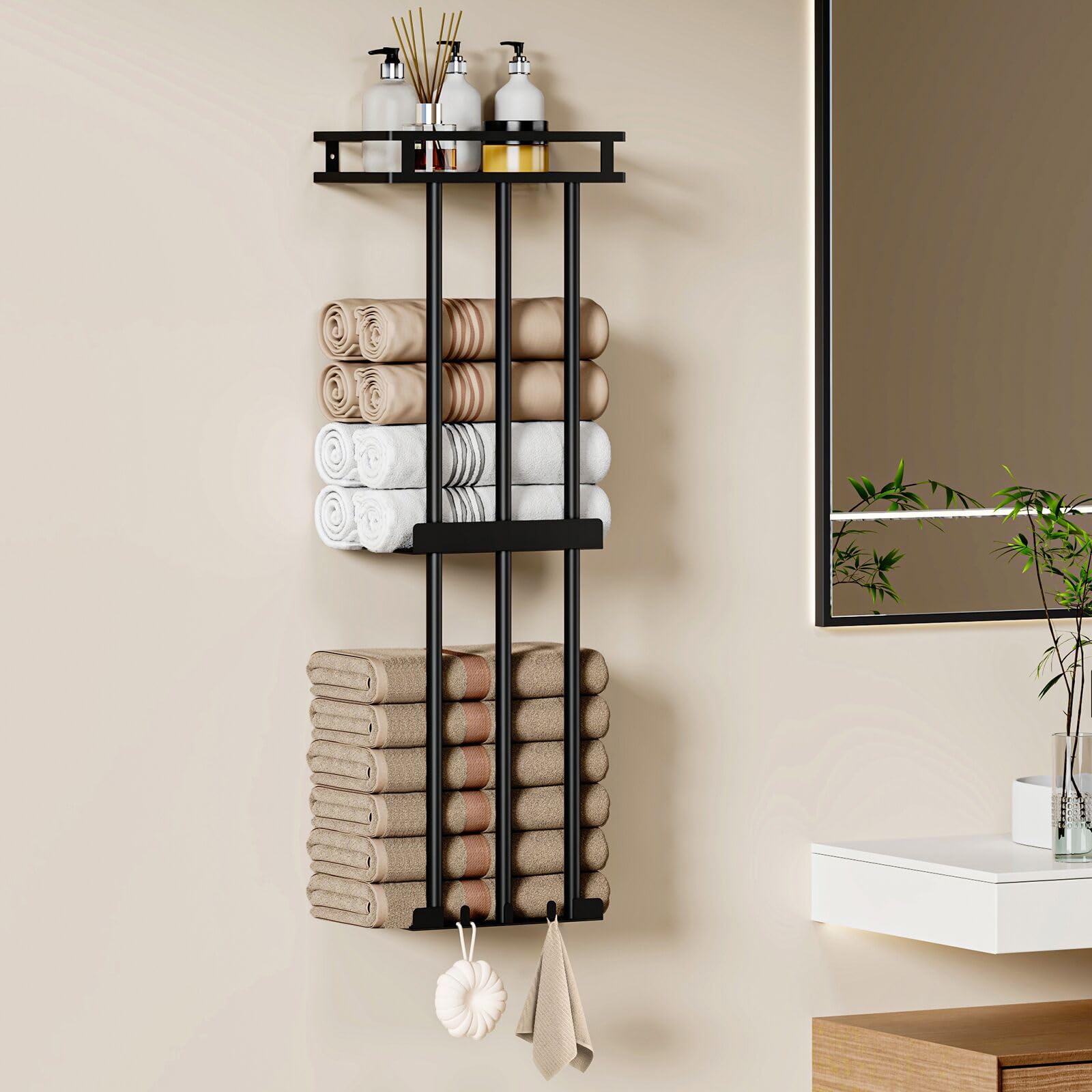Amazon.com: Clothink Towel Racks for Bathroom,Towel Storage Rack Wall ...