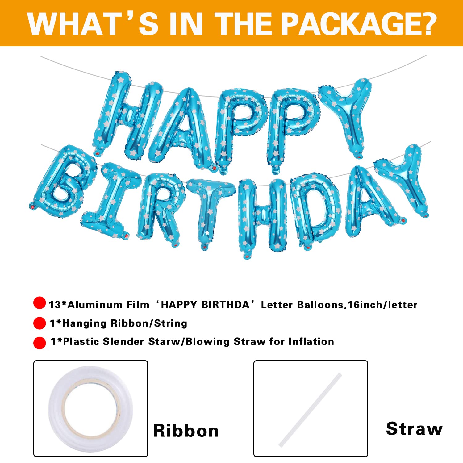 Snapklik.com : Blue Happy Birthday Banner,16 Inch Star Pattern Birthday ...