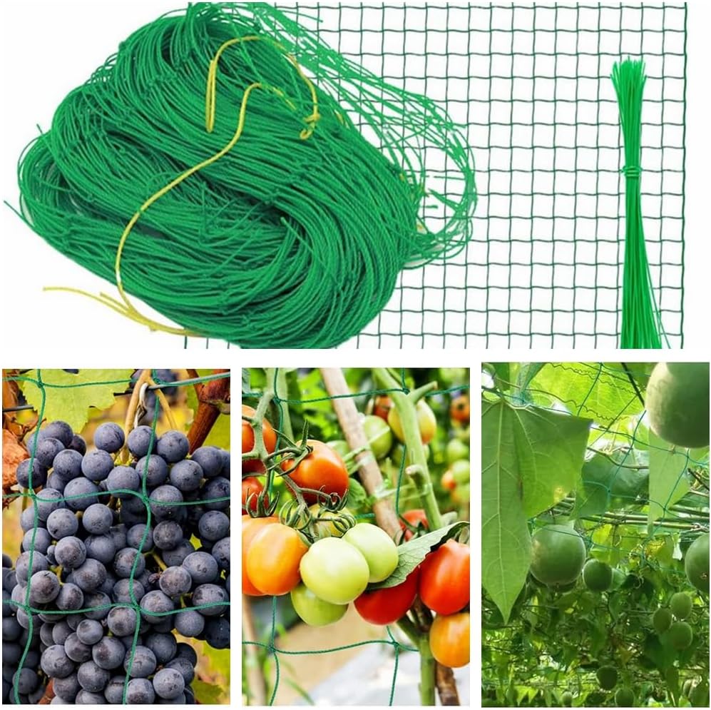 Garden Trellis Netting 8m x 2m with 50 Pcs Cable Ties, Pea Bean Netting ...